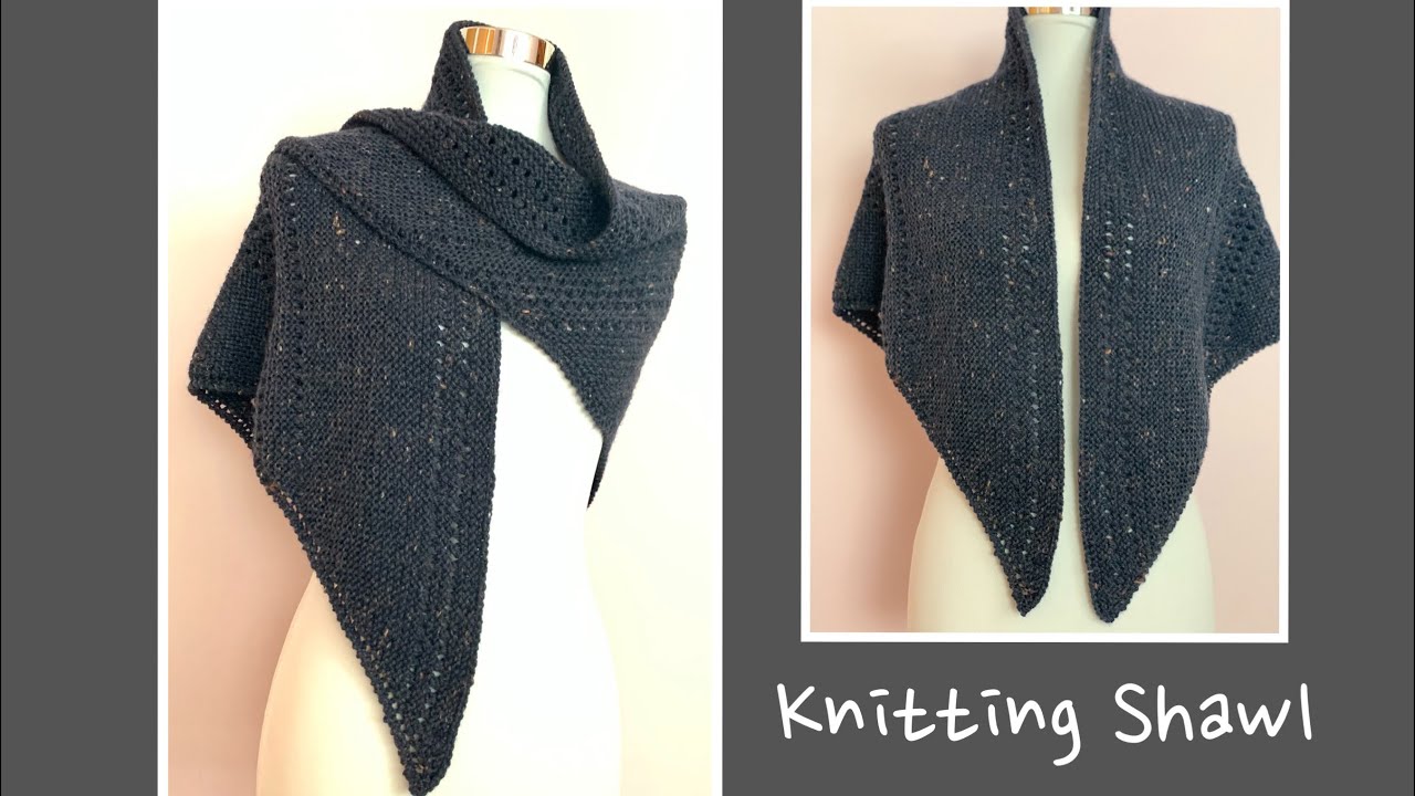 Knitting Shawl /대바늘 숄(구멍무늬) - YouTube