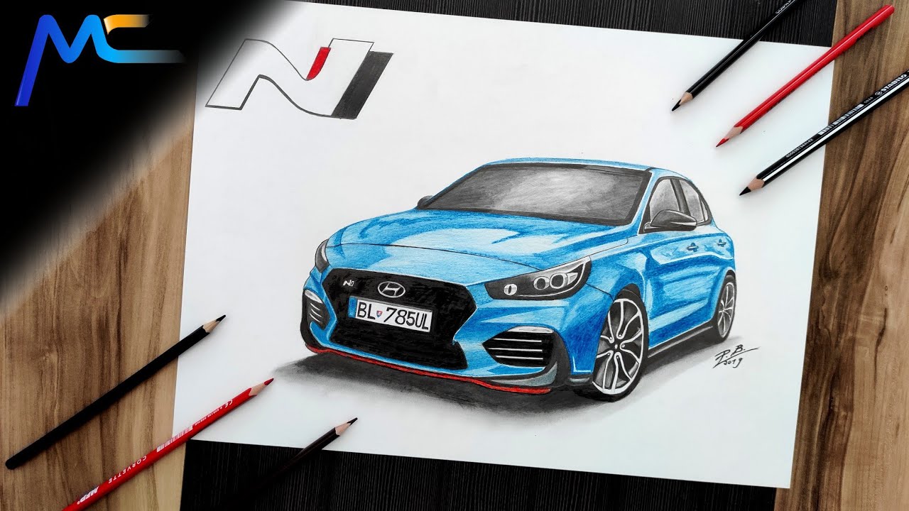50. My Drawing - Hyundai i30N / Realistic - Realistické - YouTube