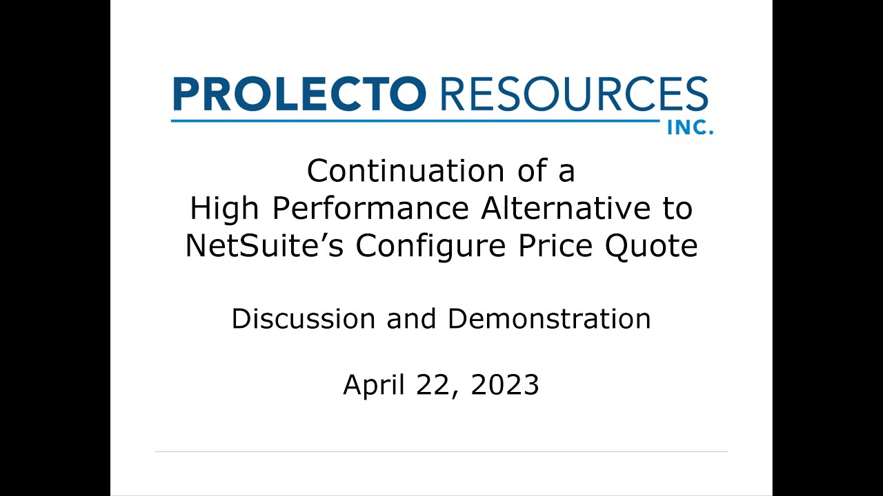 Continuation of a High Performance Alternative to NetSuite's Configure ...