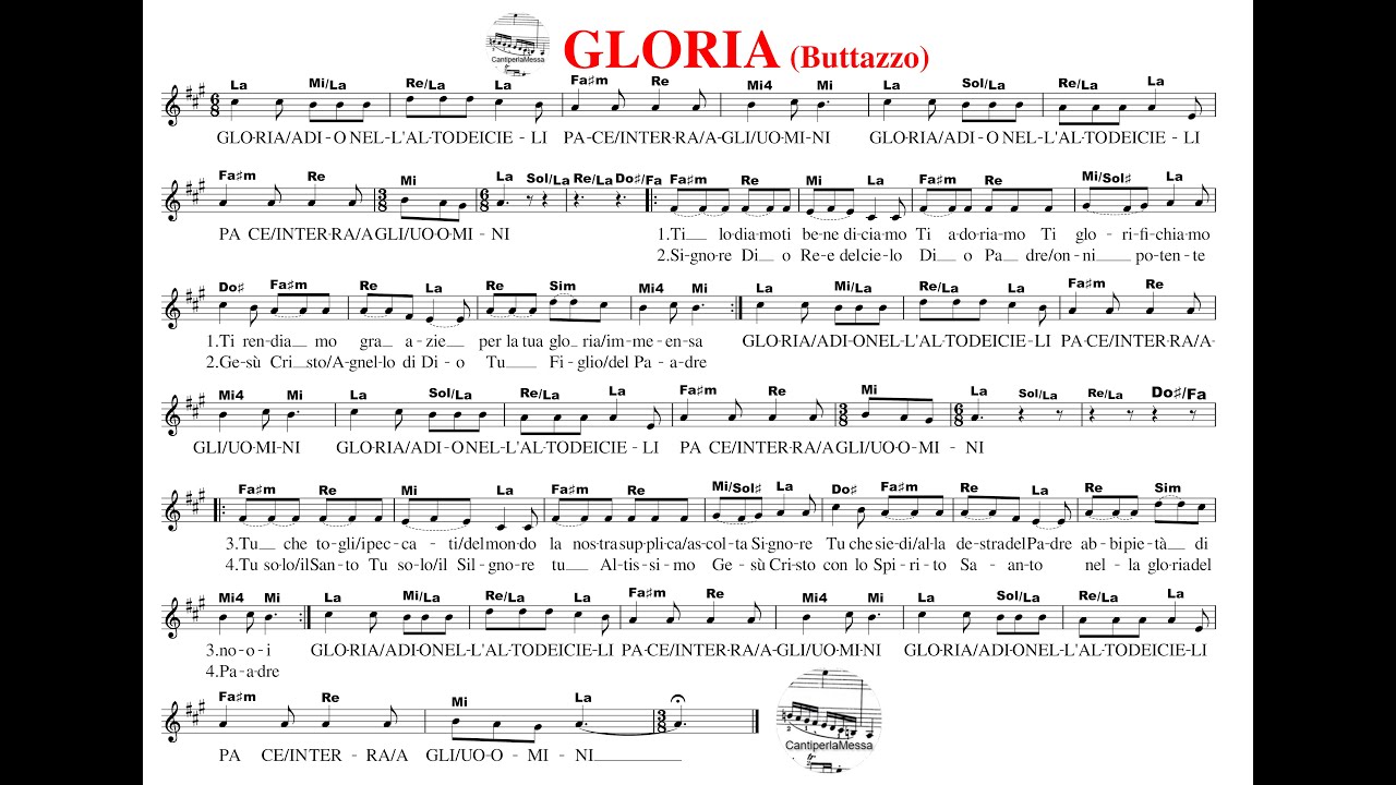 GLORIA BUTTAZZO (Vita nuova con te) spartito accordi testo (choir ...