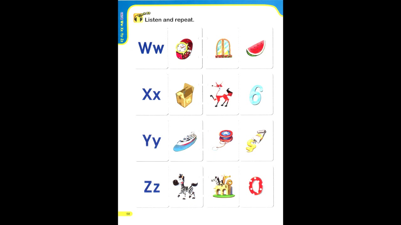 page 58 smart phonics 1 unit8 w x y z #SmartPhonics1 - YouTube