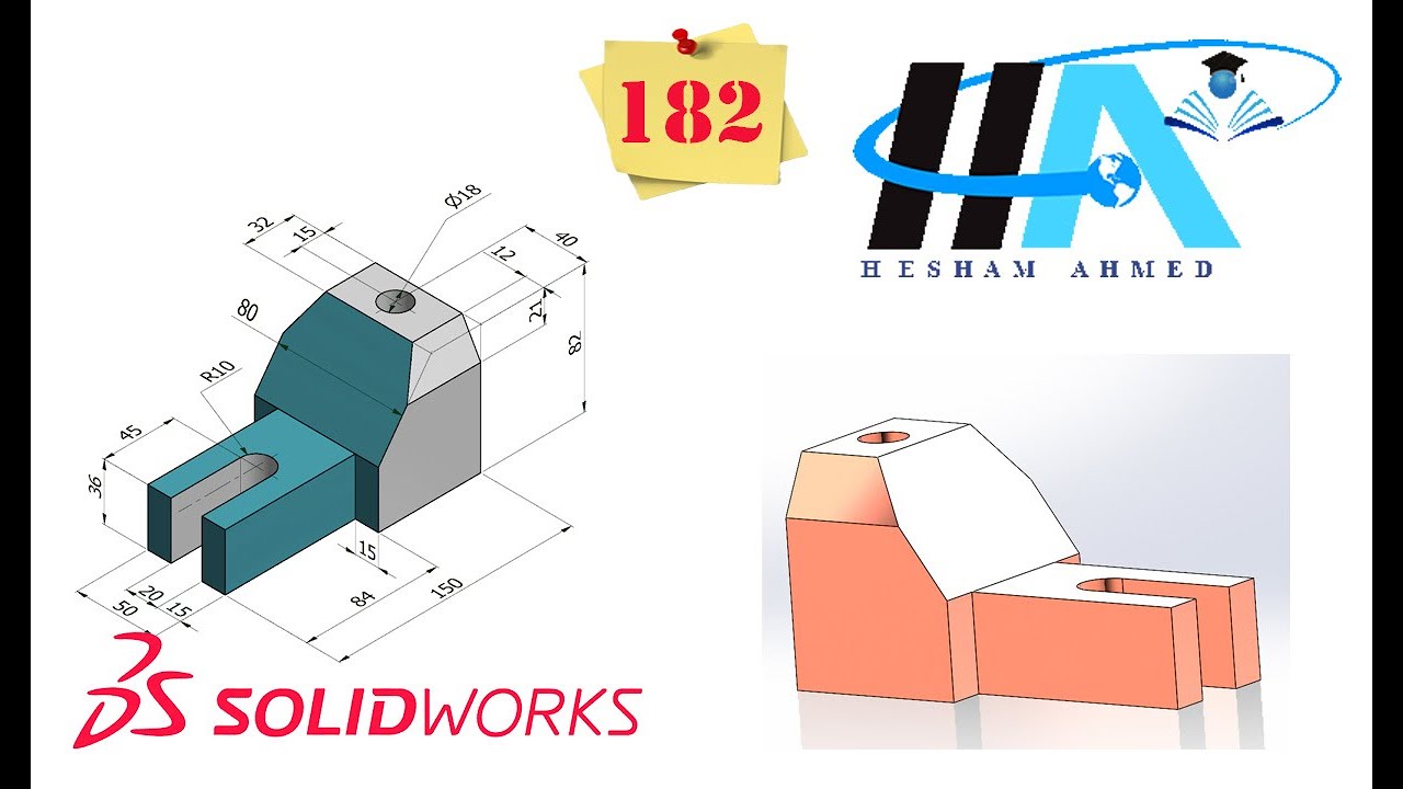 Solidworks Exercises || Exercise No. 182 || Eng Hesham Ahmed - YouTube