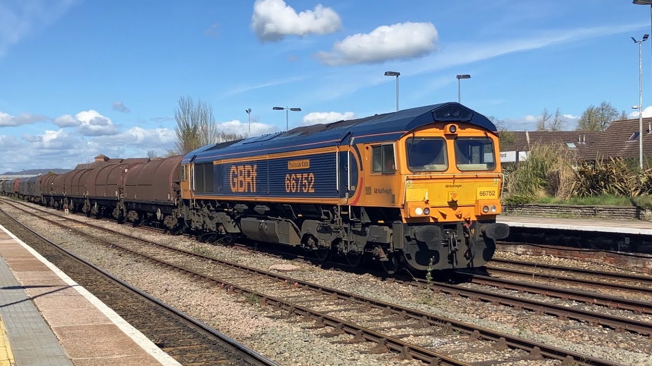 GBRf Class 66 - 66752 “The Hoosier State” at Hereford - YouTube