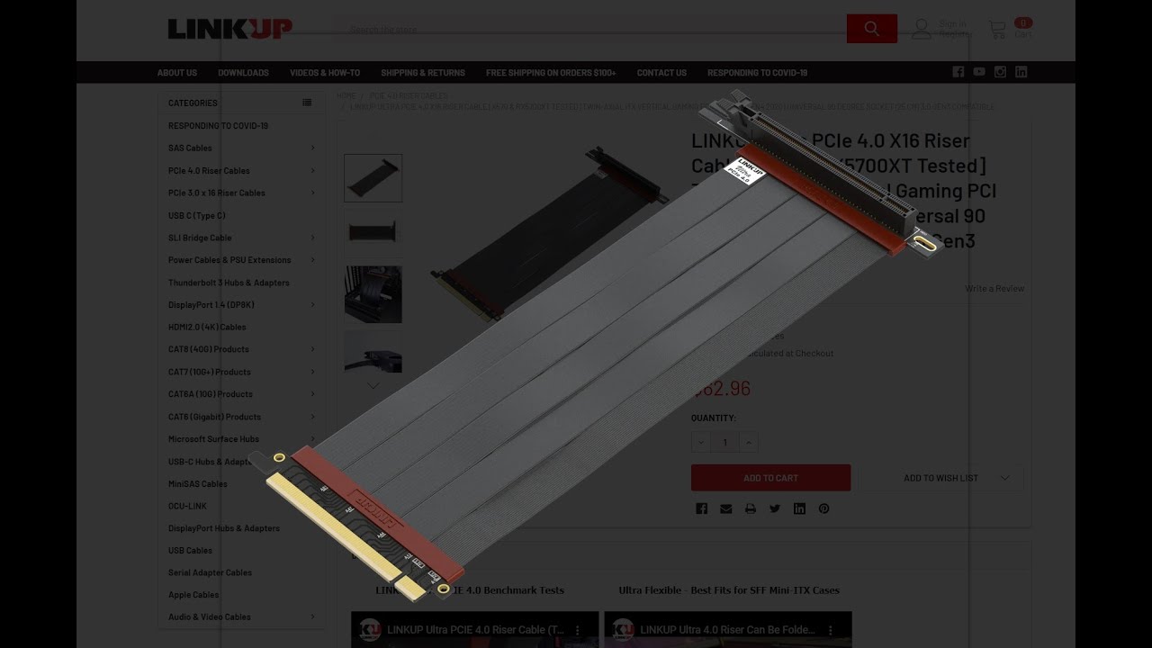 LINKUP Ultra PCIE4.0 Riser Cable Install and Quick Review - YouTube