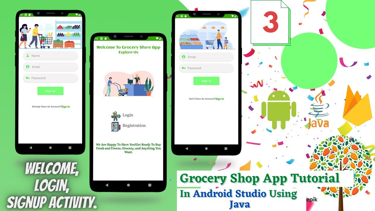 Modern Login And Register In Android Studio| Grocery App In Android ...
