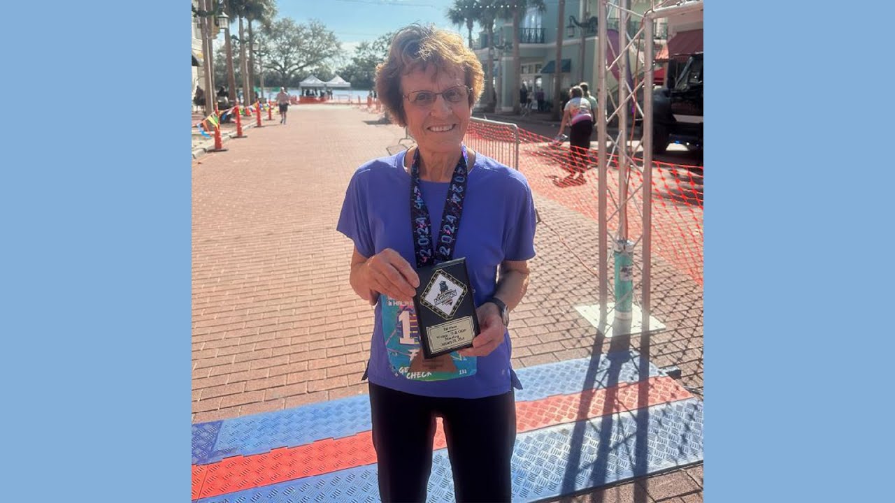 Mark Finley's Wife "Teenie" 1st Place in Marathon at Age 79 - YouTube