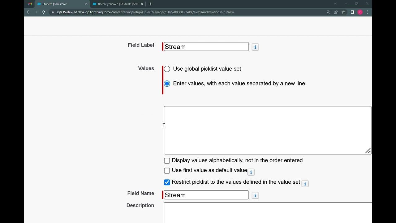 How to create a field with Picklist data type in salesforce - YouTube