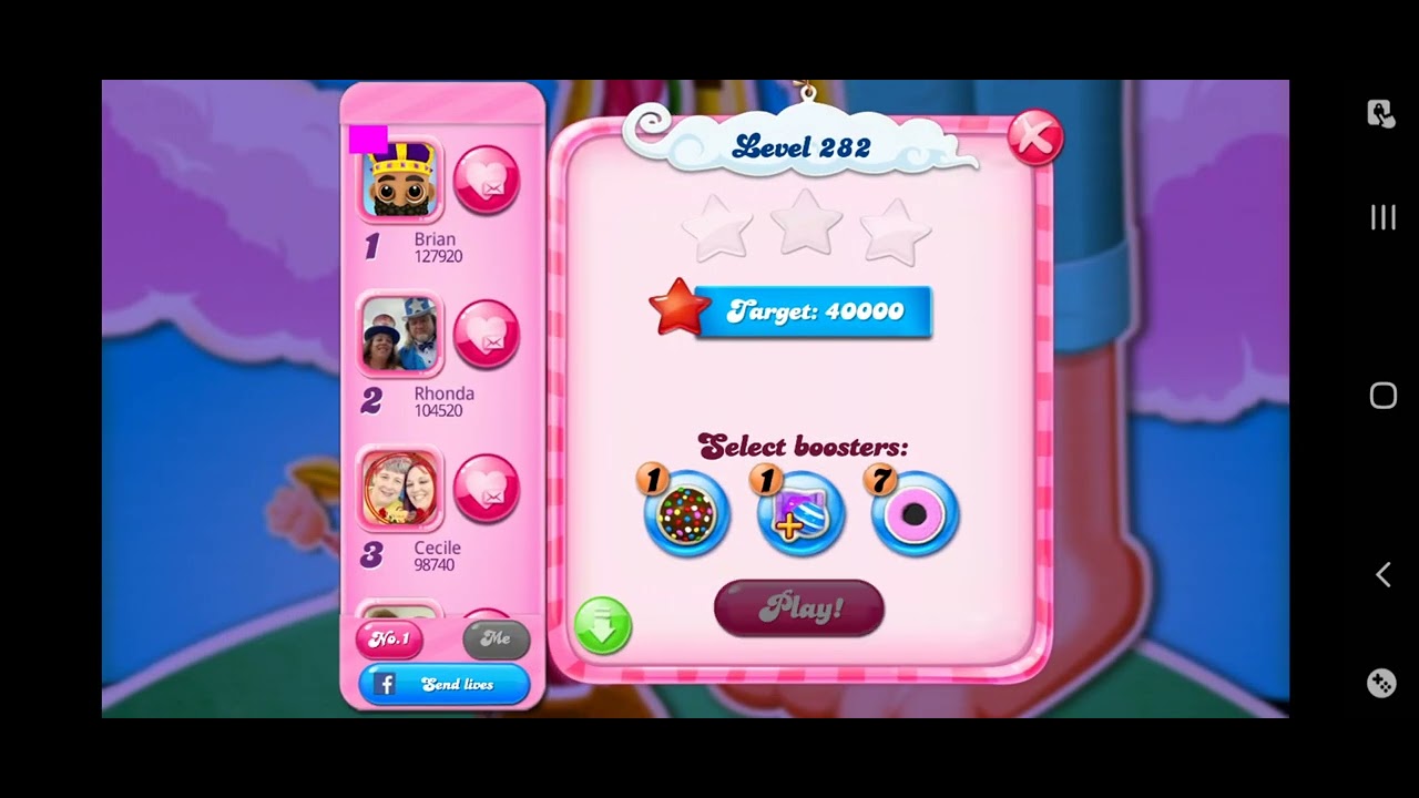 Odus Fall Down 2 times of No more lives in Level 282 Failed Candy Crush ...