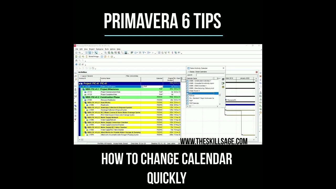How To Change Calendar In Your Primavera P6 Project Plan Primavera6 how-to-change-calendar-in-your-primavera-p6-project-plan-primavera6