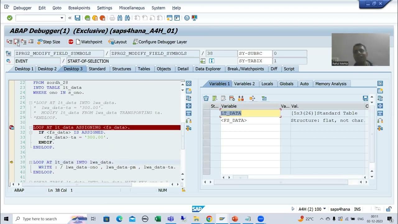 8 Advanced Abap Concepts Field Symbols Use In Modify Part2 Youtube