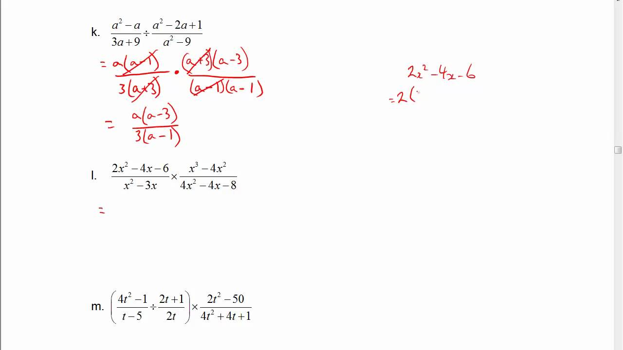 Multiplication and Division of Algebraic Expressions - YouTube