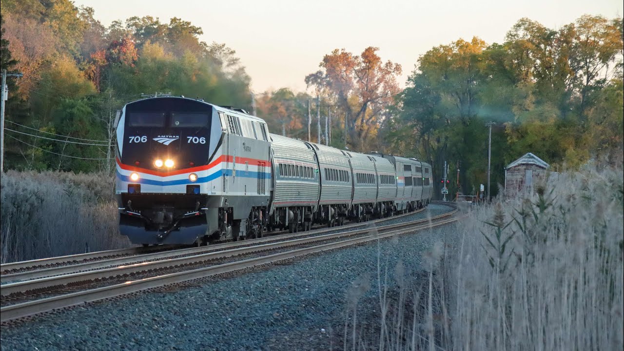 Newly repainted Amtrak 706 leads train 49 up the Hudson Line - YouTube