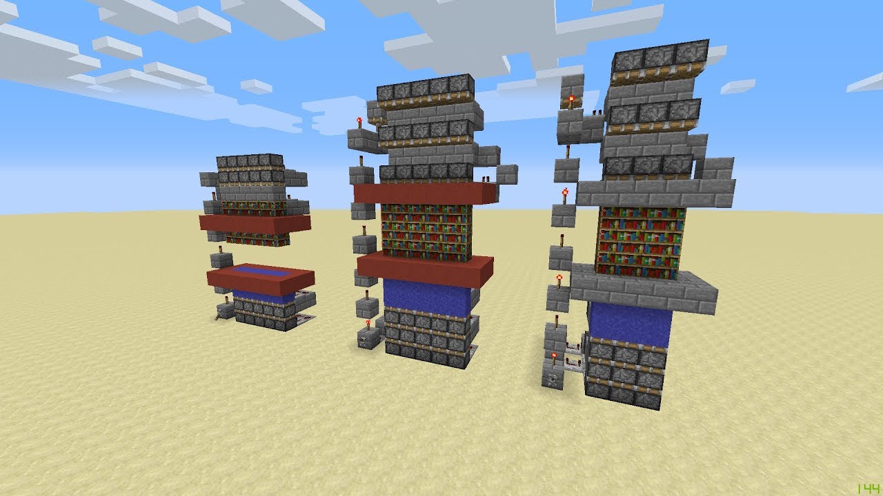 Minecraft 3 Blocks Tall Piston Wall - 1.13.2 - YouTube
