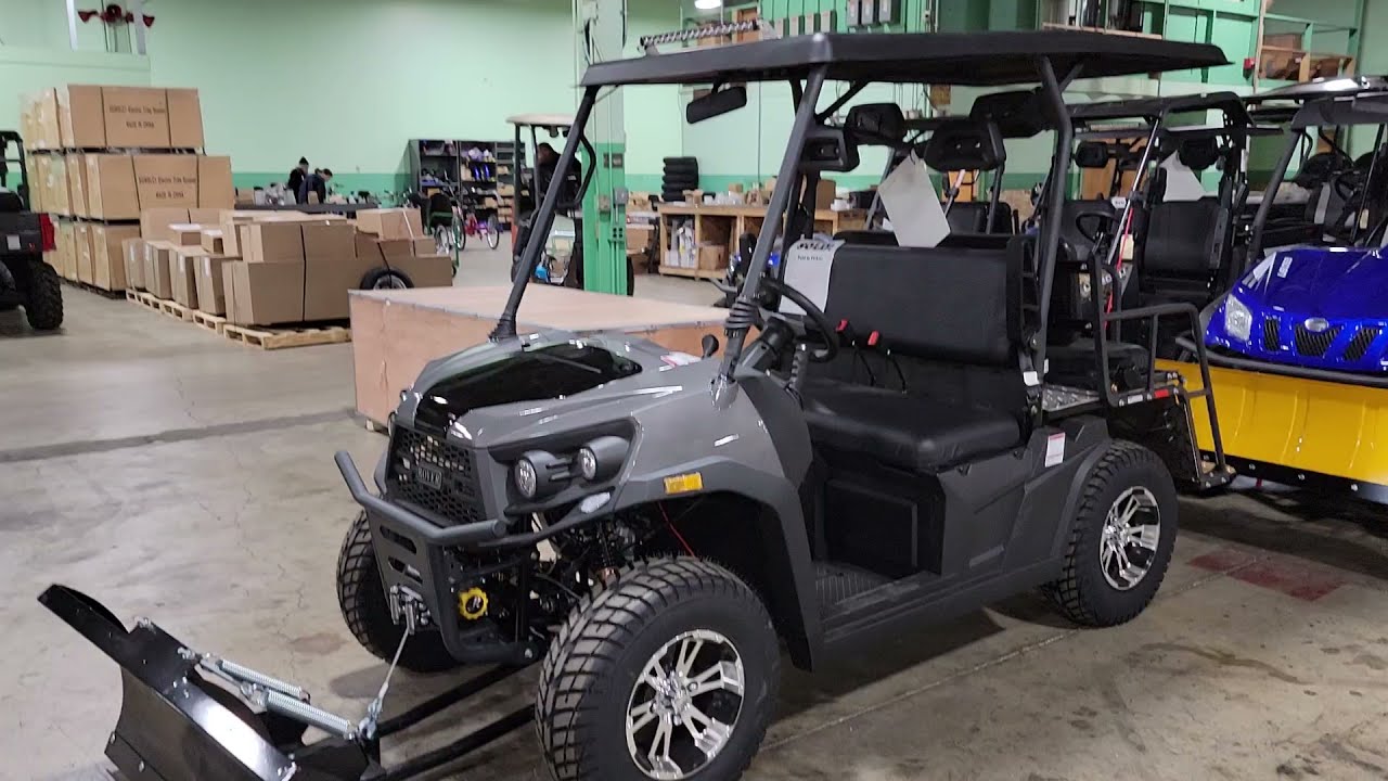 200 Rover Gas Golf Cart UTV And 300cc MSA With Snow Plow - YouTube