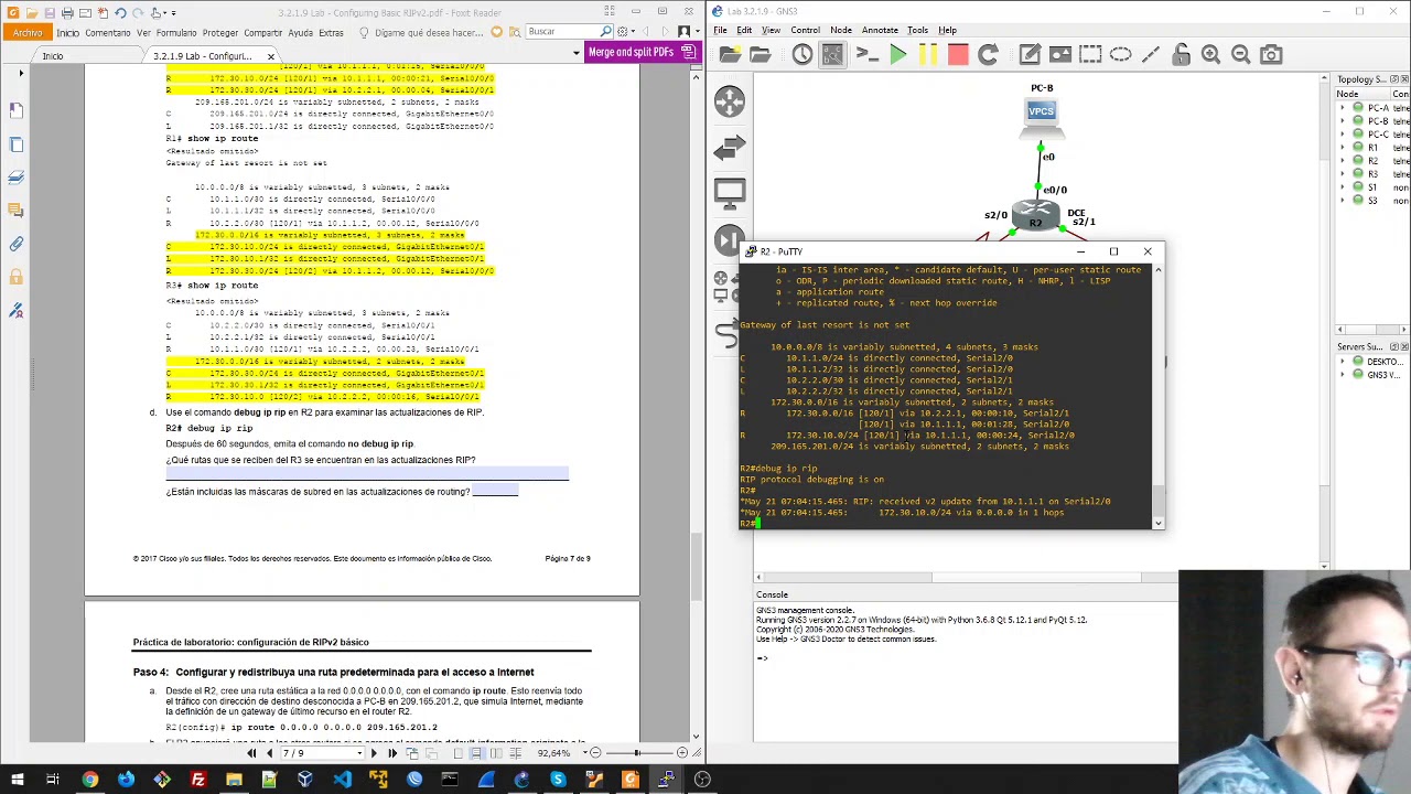 3.2.1.9 Lab - Configuring Basic RIPv2 - GNS3 - PART 2 - YouTube