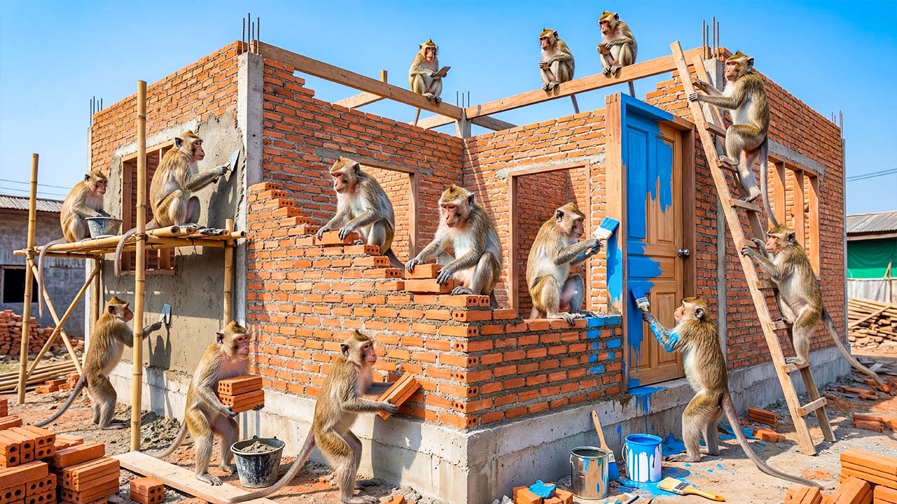 ये बंदर इंजीनियर हैं?! 😱🧱 | Monkeys Work Together to Build a Solid ...