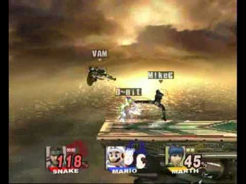 Free for All Vam(marth) vs 8-Bit(Mario) vs Mikee(snake). - YouTube
