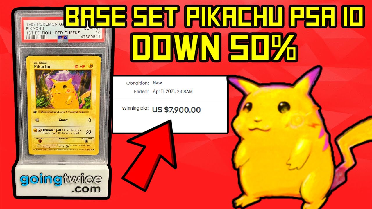 Pikachu Takes a 50% Price Dip: 1999 Base Set 1st Edition Red Cheeks PSA ...