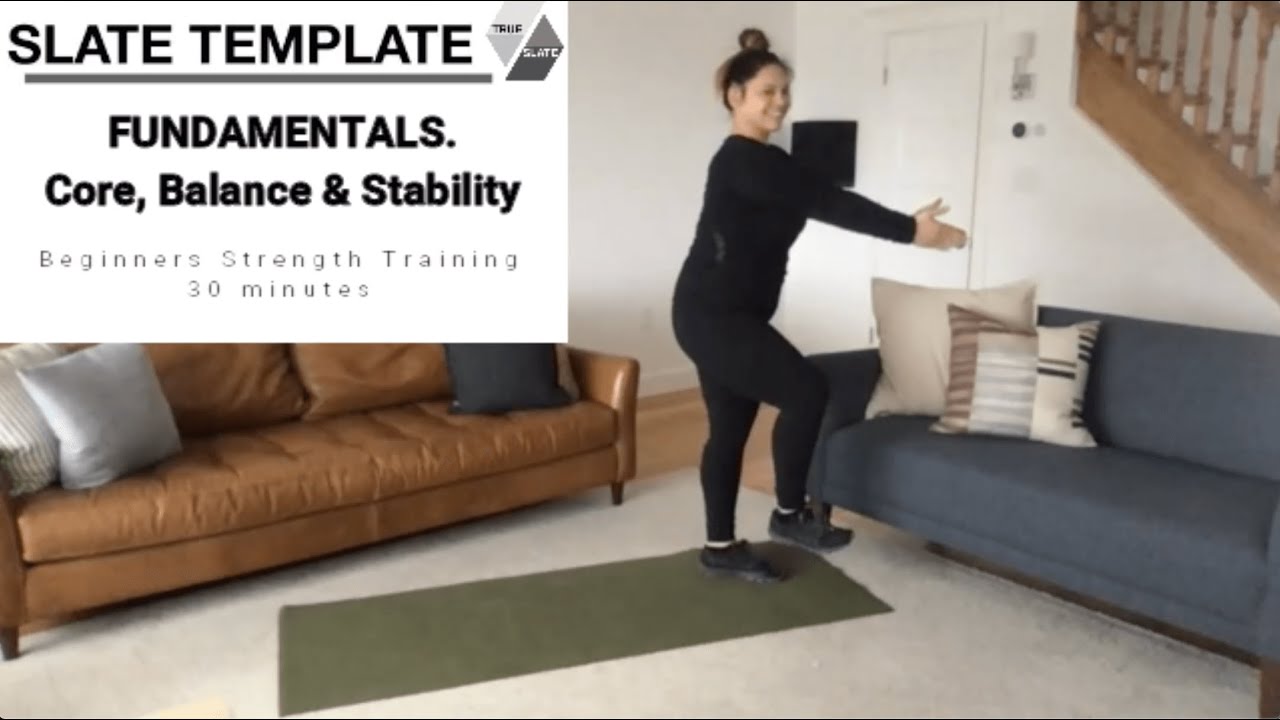 30 minute Core, Balance & Stability Dumbbell Beginner Workout Template ...