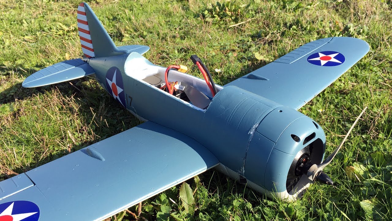 Wild Bill's Durafly Brewster F2A Buffalo RC Plane Crash On The Maiden ...