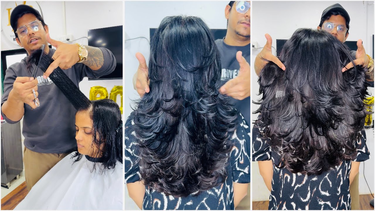 How to butterfly layer haircut tutorial full step layer haircut - YouTube