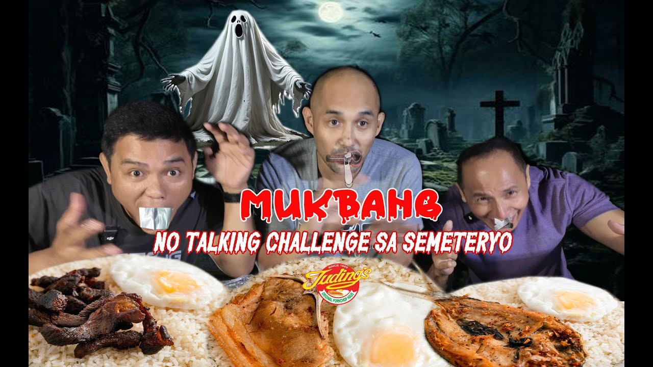 MUKBANG NO TALKING CHALLENGE SA SEMENTERYO - YouTube