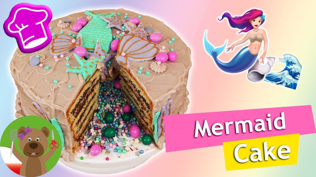 Tort z Syrenką | tort niespodzianka | morski tort - YouTube