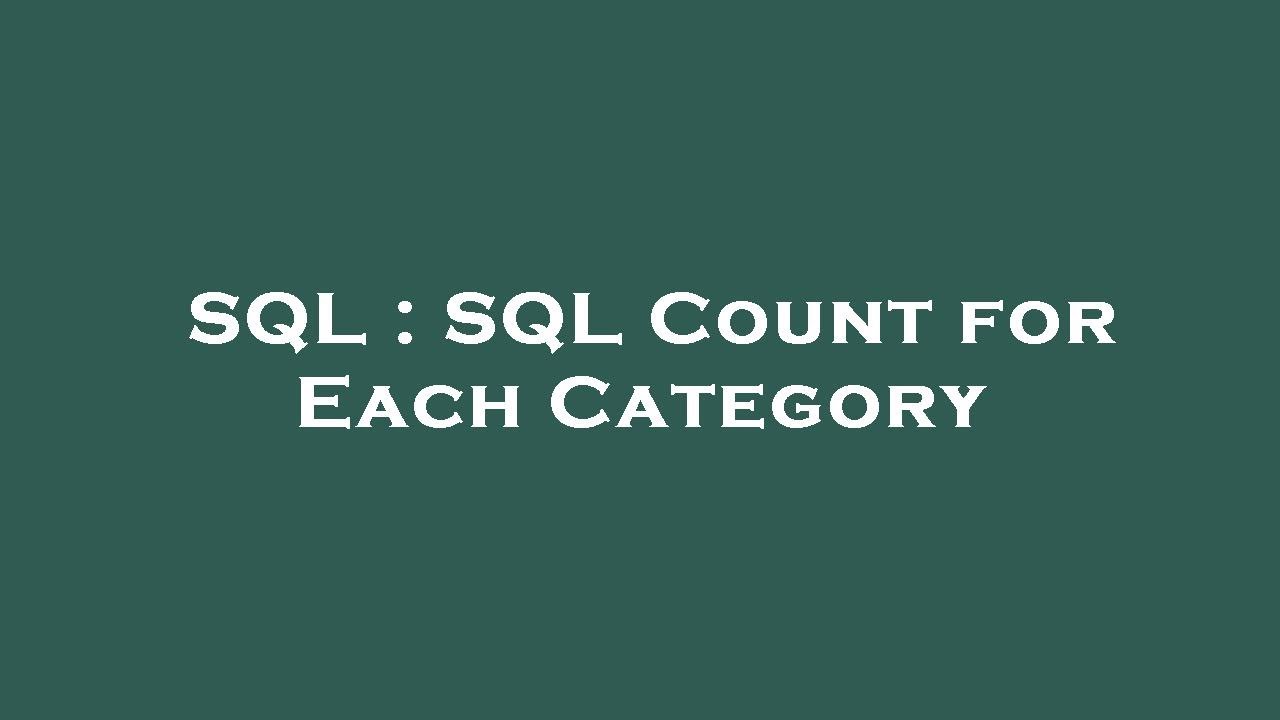 SQL SQL Count For Each Category YouTube SQL SQL Count For Each Category YouTube