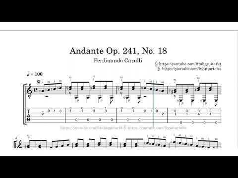 Carulli | Andante Op. 241 No. 18 | TAB | ♩ = 100 - YouTube