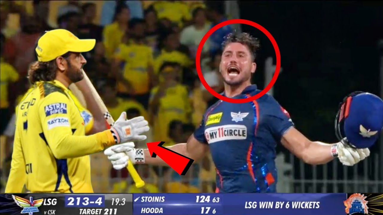 Marcus Stoinis agressive celebration infront of MS Dhoni when Stoinis ...