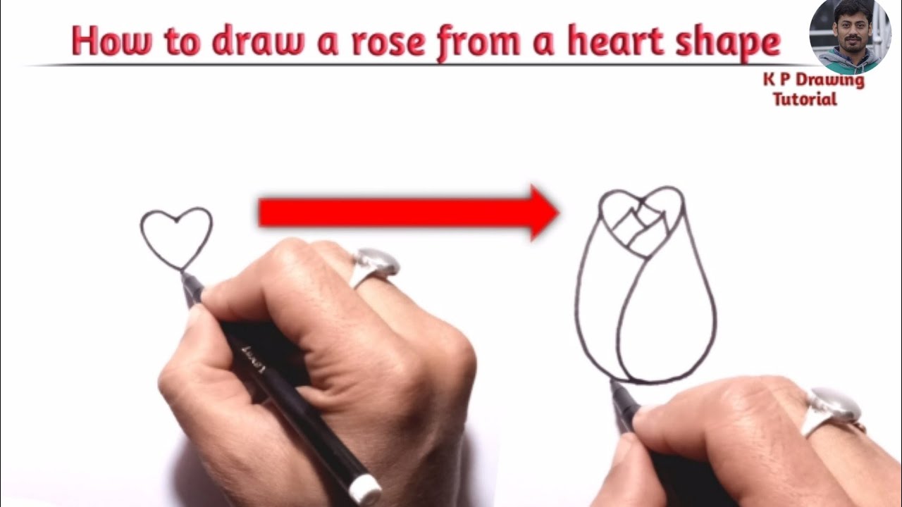 How to draw a rose from a heart shape | EASY TO FOLLOW | How to draw a ...