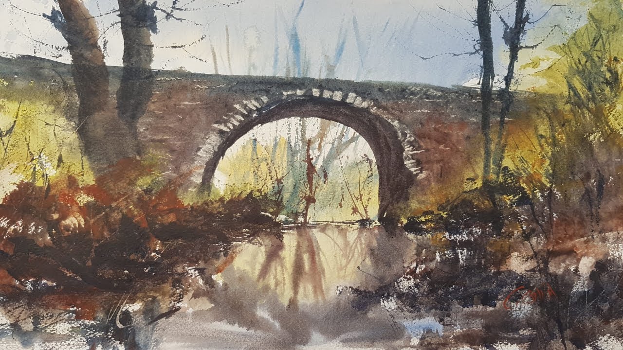 Painting a Simple Bridge in Watercolour - YouTube