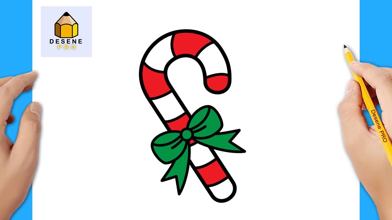 Cum să desenezi o acadea baston de Crăciun | Desene de Crăciun pas cu ...