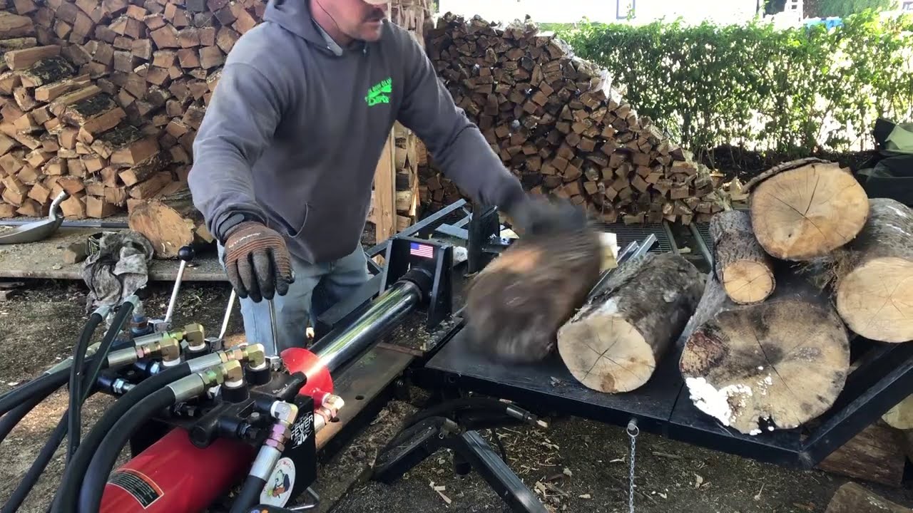 Splitting ash for the roadside firewood stand. - YouTube