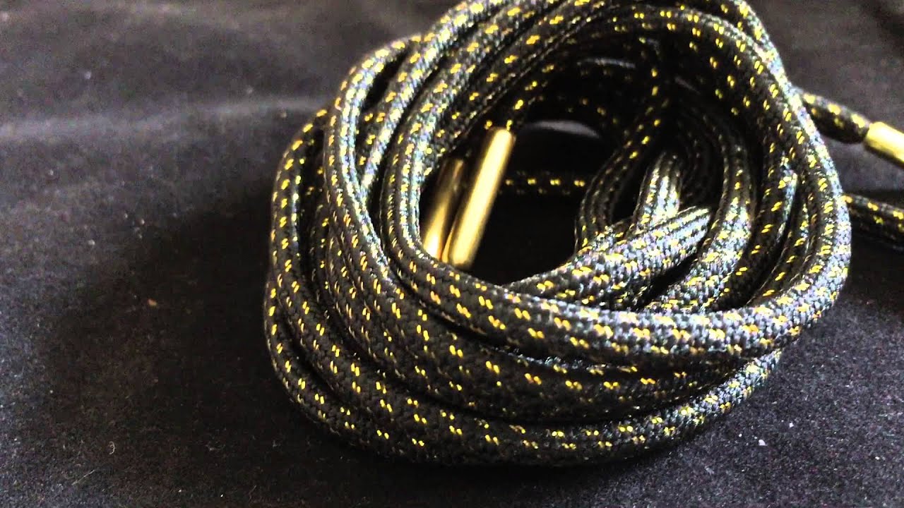 A Close Look - Black Gold Thread Rope Shoelaces by Slickieslaces - YouTube