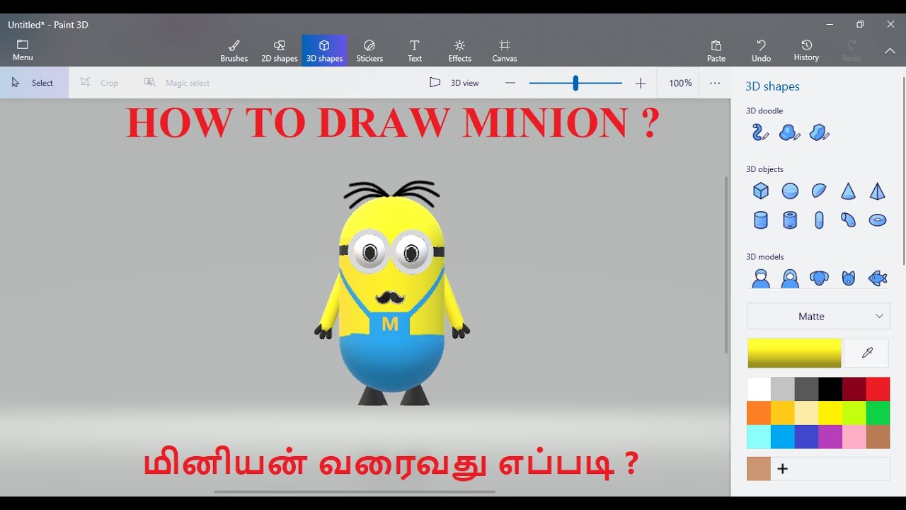 How to modeling Minion || PAINT 3D || smart sky - YouTube