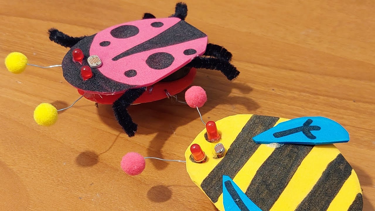 Light dependent robotic bugs - YouTube