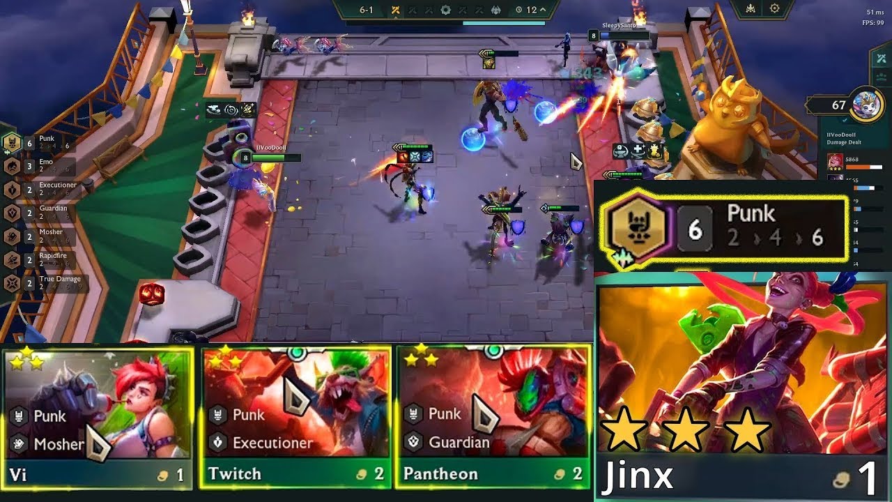 TFT Ranked // 6 Punk All 3 Star(Senna with punk,Jinx with true damage ...