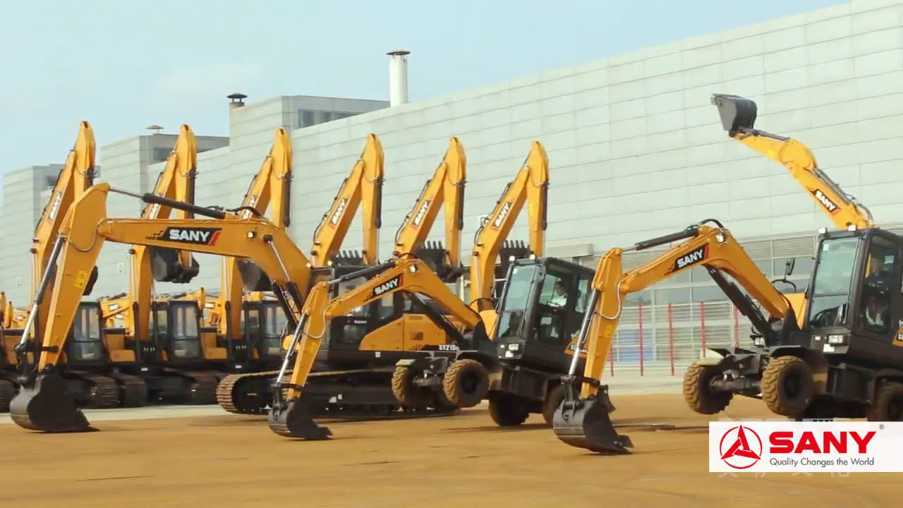 SANY Wheel Excavator in Action - YouTube