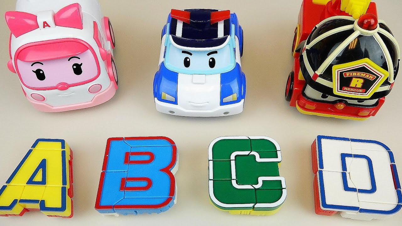Robocar Poli car toys and ABC robot toy play - YouTube