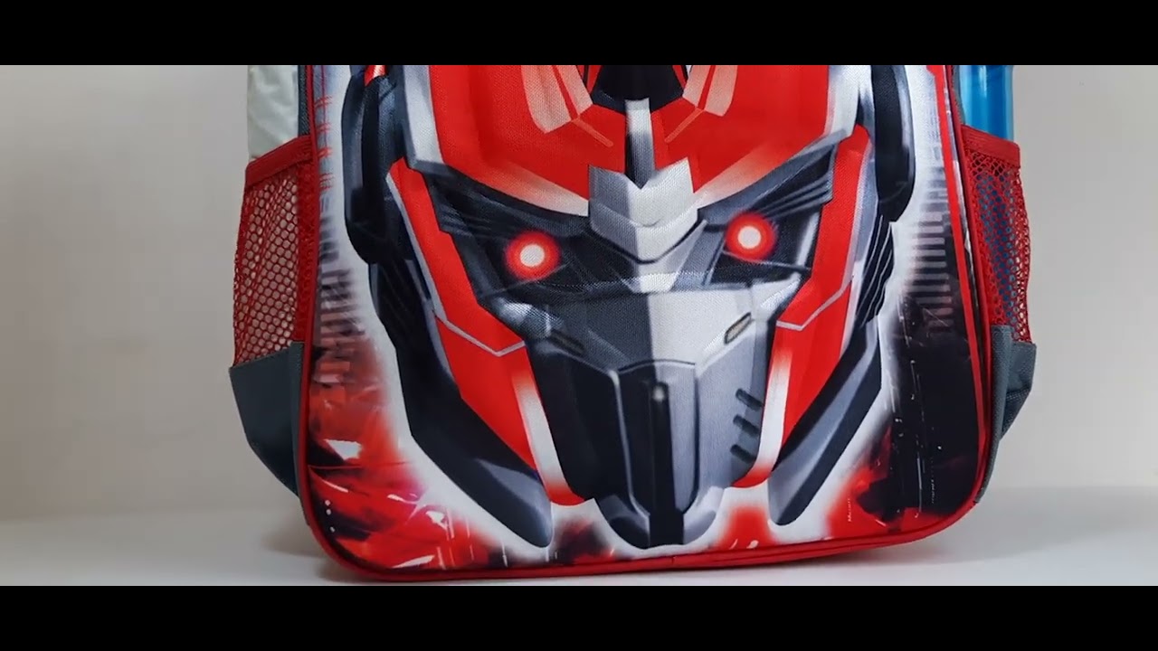 tas sd karakter transformer kepala warna merah abu - YouTube