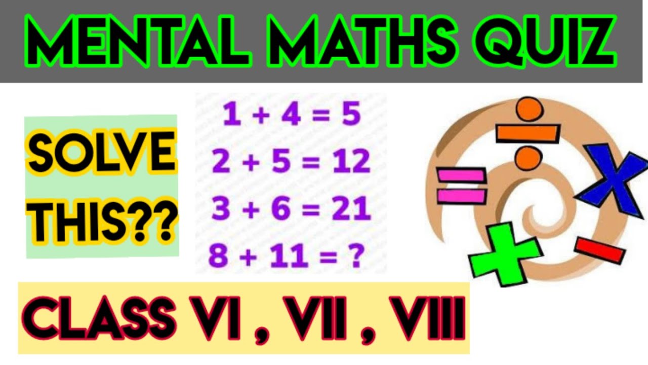 MCQ Mental Ability Questions Class 6 To 8 IMO Maths MCQ MCQ