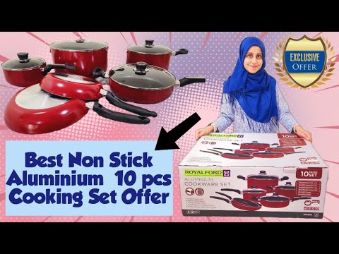 Royal Ford Non Stick Aluminium 10 pcs Cooking Set | Unboxing & Review ...