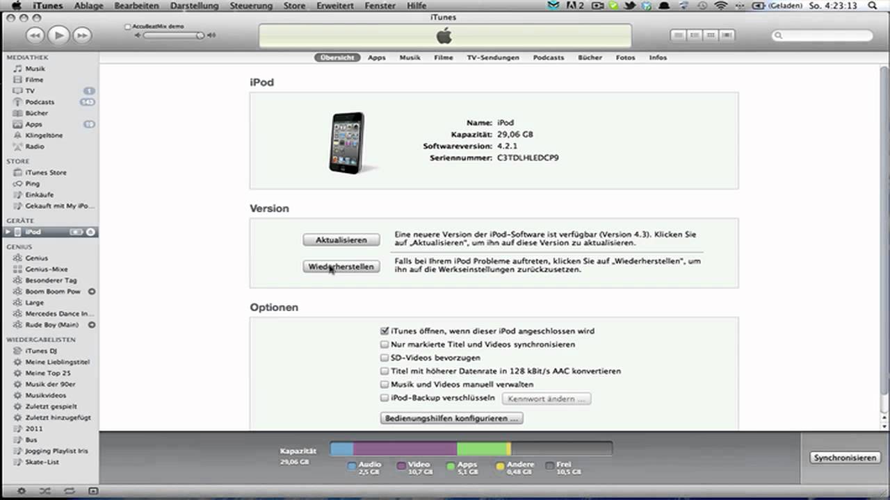 iPod Firmweare Downgrade ohne TinyUmbrella ect. - YouTube