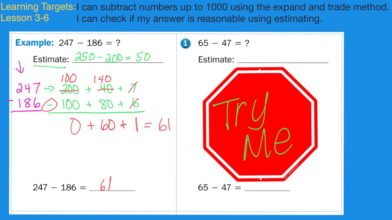 Lesson 3-6 Expand and Trade Subtraction - YouTube