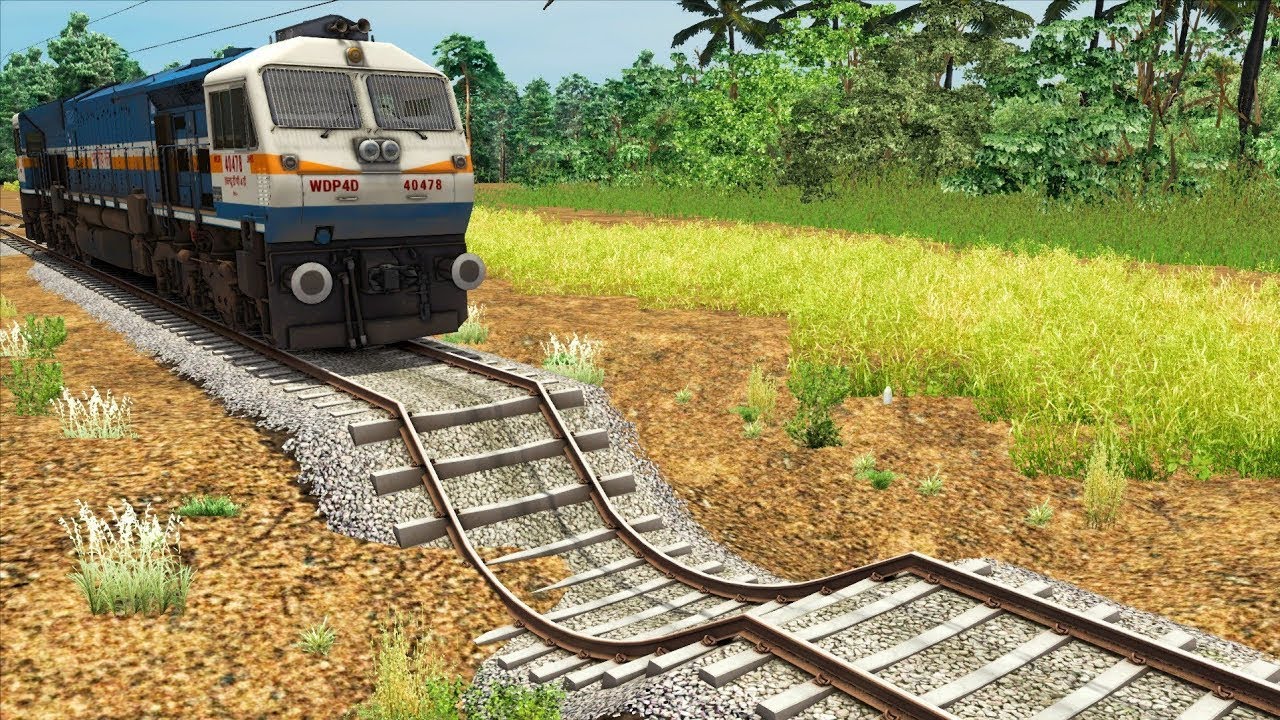 E 2 Trains vs Massive Speed Bumps Tracks | Trains Running on Risky ...