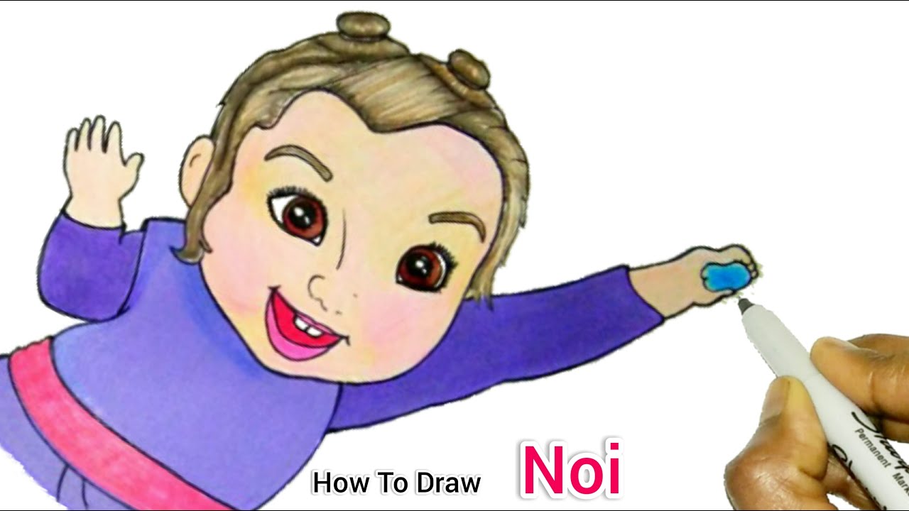 How To Draw + Colour Little Noi Stealing Gems 💎 From Raya and the last ...