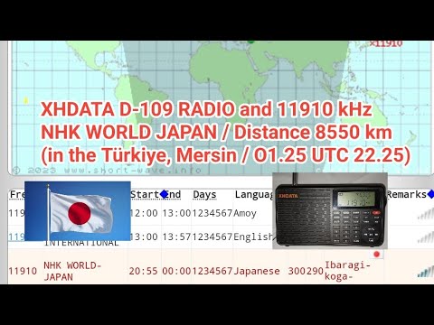XHDATA D-109 RADIO and 11910 kHz NHK WORLD JAPAN (in the Türkiye ...