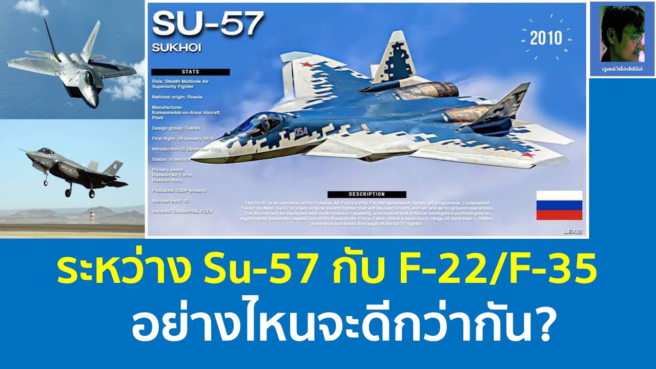 เปรียบเทียบเครื่องบินรบ Su 57 กับเครื่องบินรบ F-22 และ F-35 ของอเมริกา ...