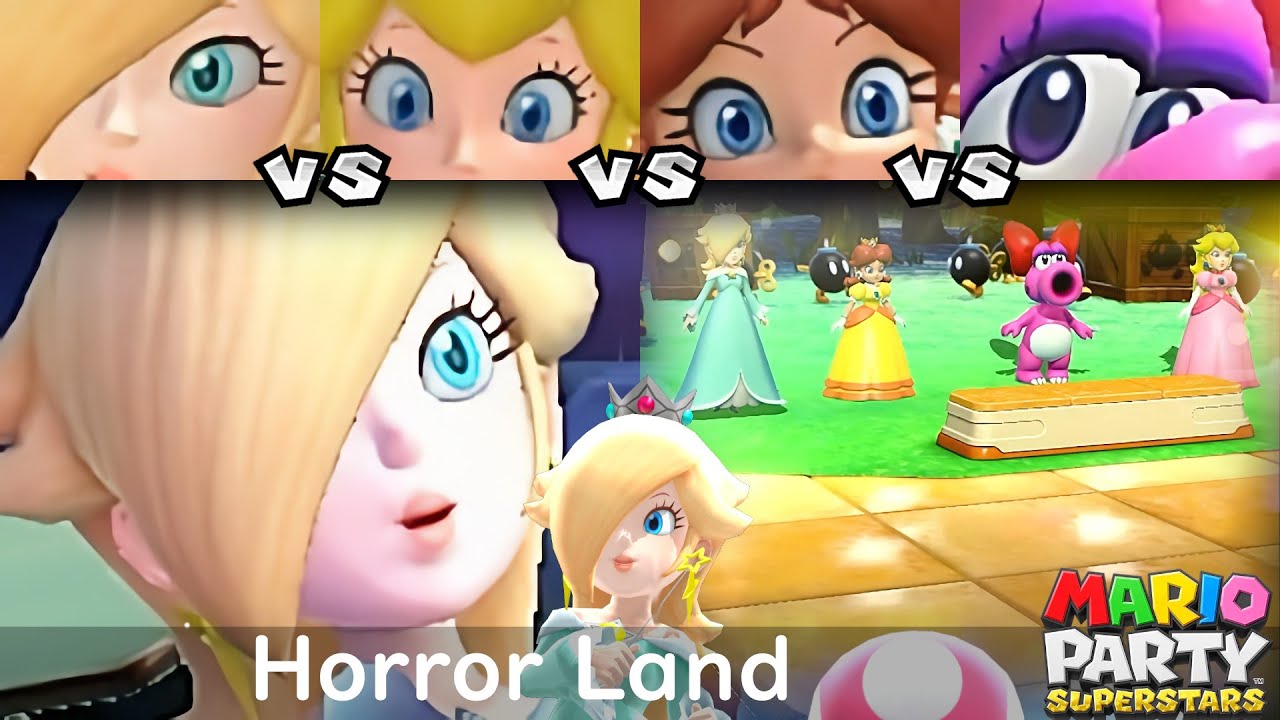 Mario Party Superstars Rosalina vs Peach vs Daisy vs Birdo in Horror ...